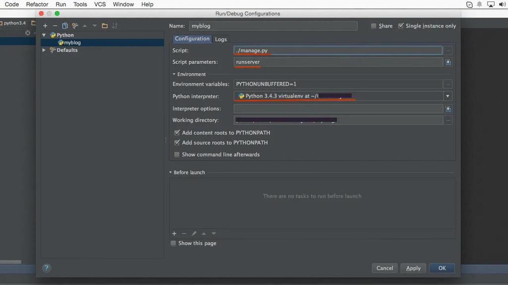 How to configure Django and Tornado in PyCharm Community Edition