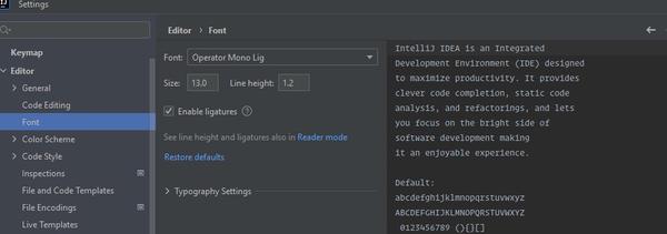 Add Custom Fonts like Operator Mono to Intellij IDEA in Windows